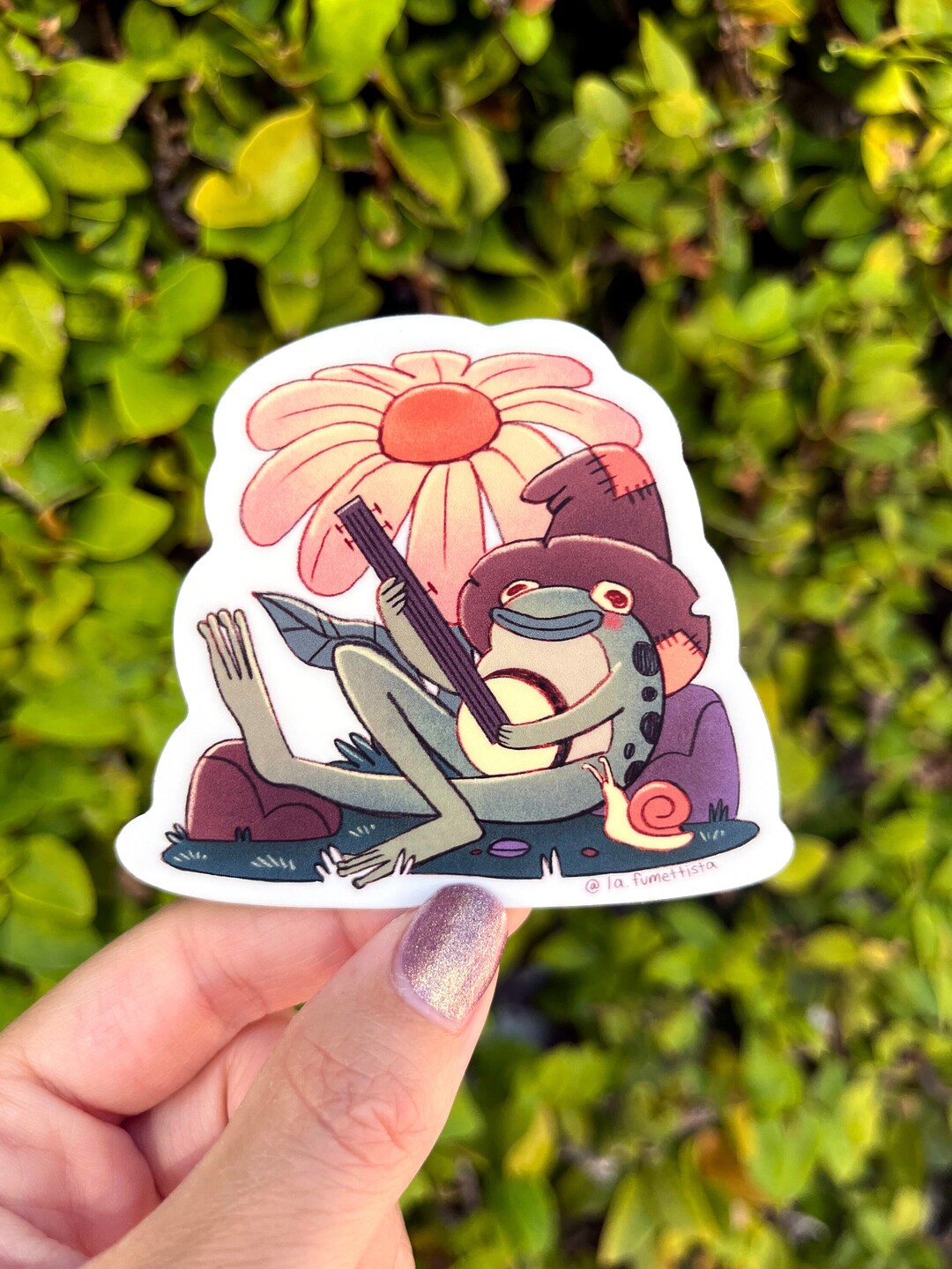 Cute Banjo Frog Sticker | Banjo Playing Toad Frog Matte Vinyl Sticker ...