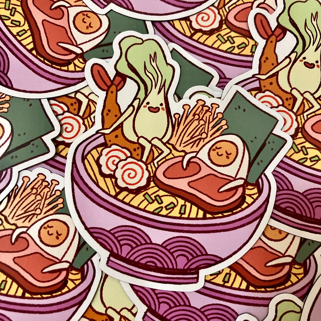 Cute Happy Ramen Magnet | Ramen Soup Refrigerator Decal | Cute Foodie ...