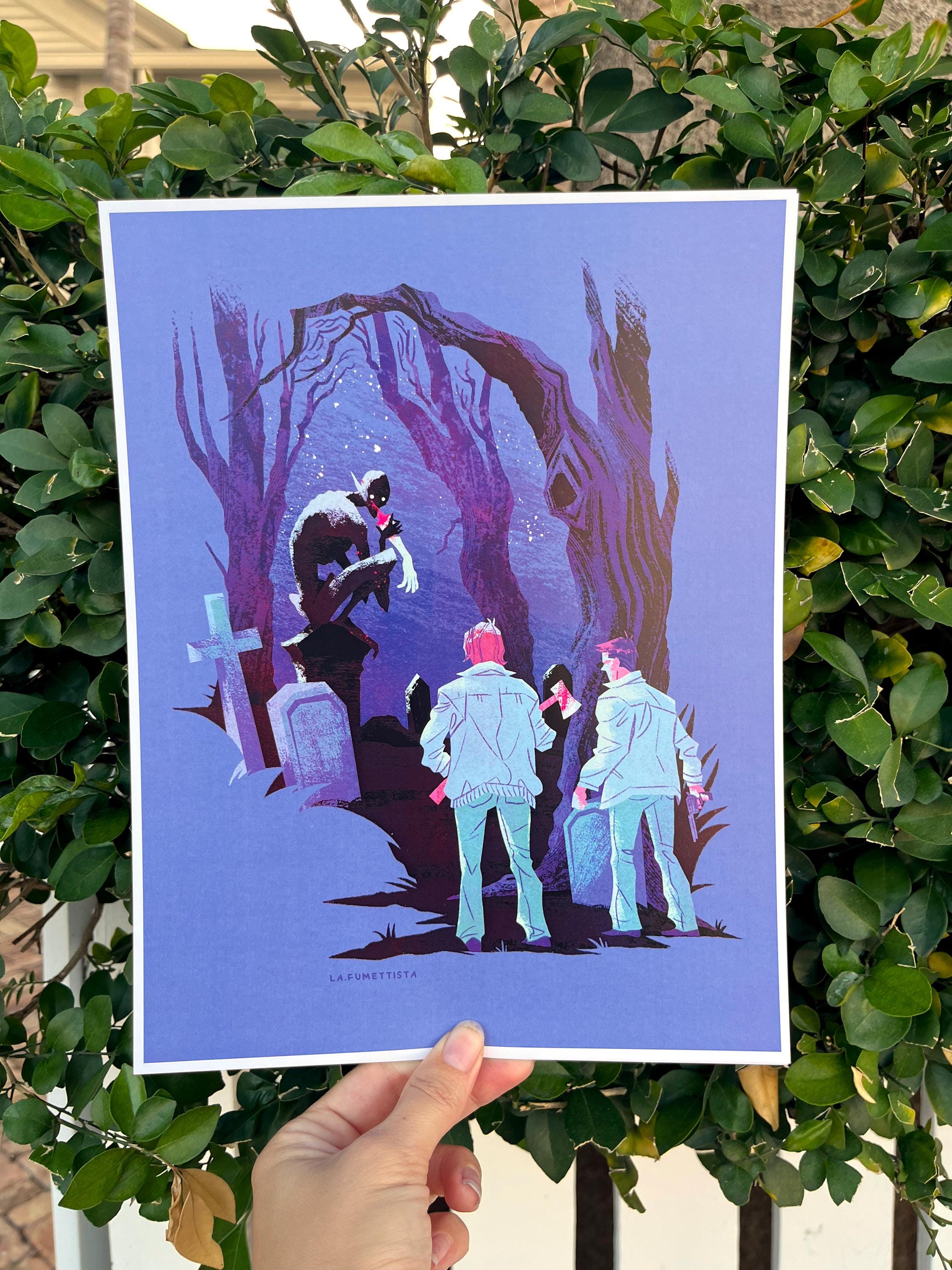 Supernatural Sam and Dean Winchester Art Print | Supernatural Inspired Horror Illustration| 8 1/ ...
