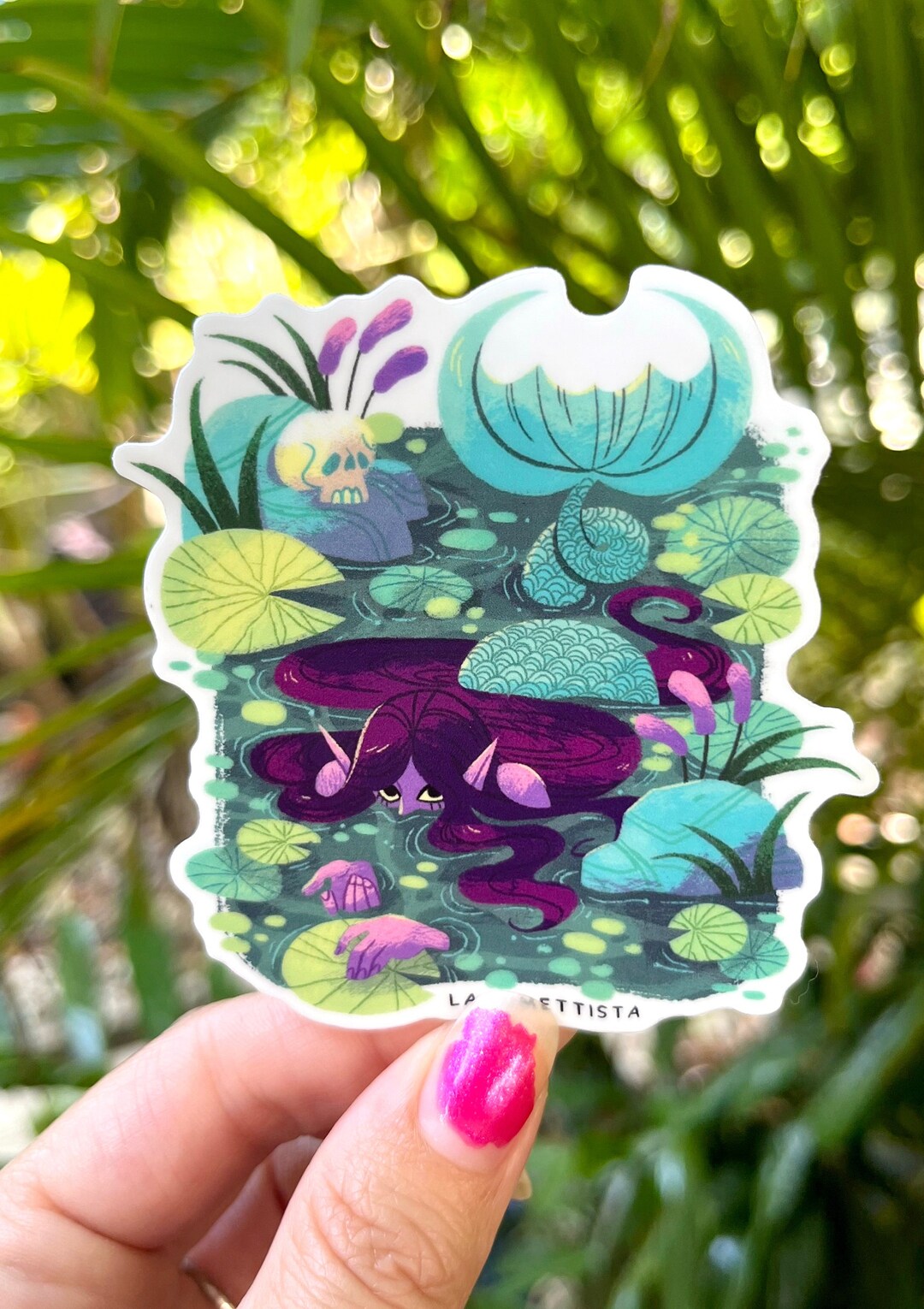 Mermaid Siren Matte Sticker | Mermaid Swamp Lagoon Skull Sticker ...