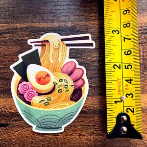 Happy Ramen Matte Sticker | Cute Ramen Noodle Soup Happy Egg Sticker ...