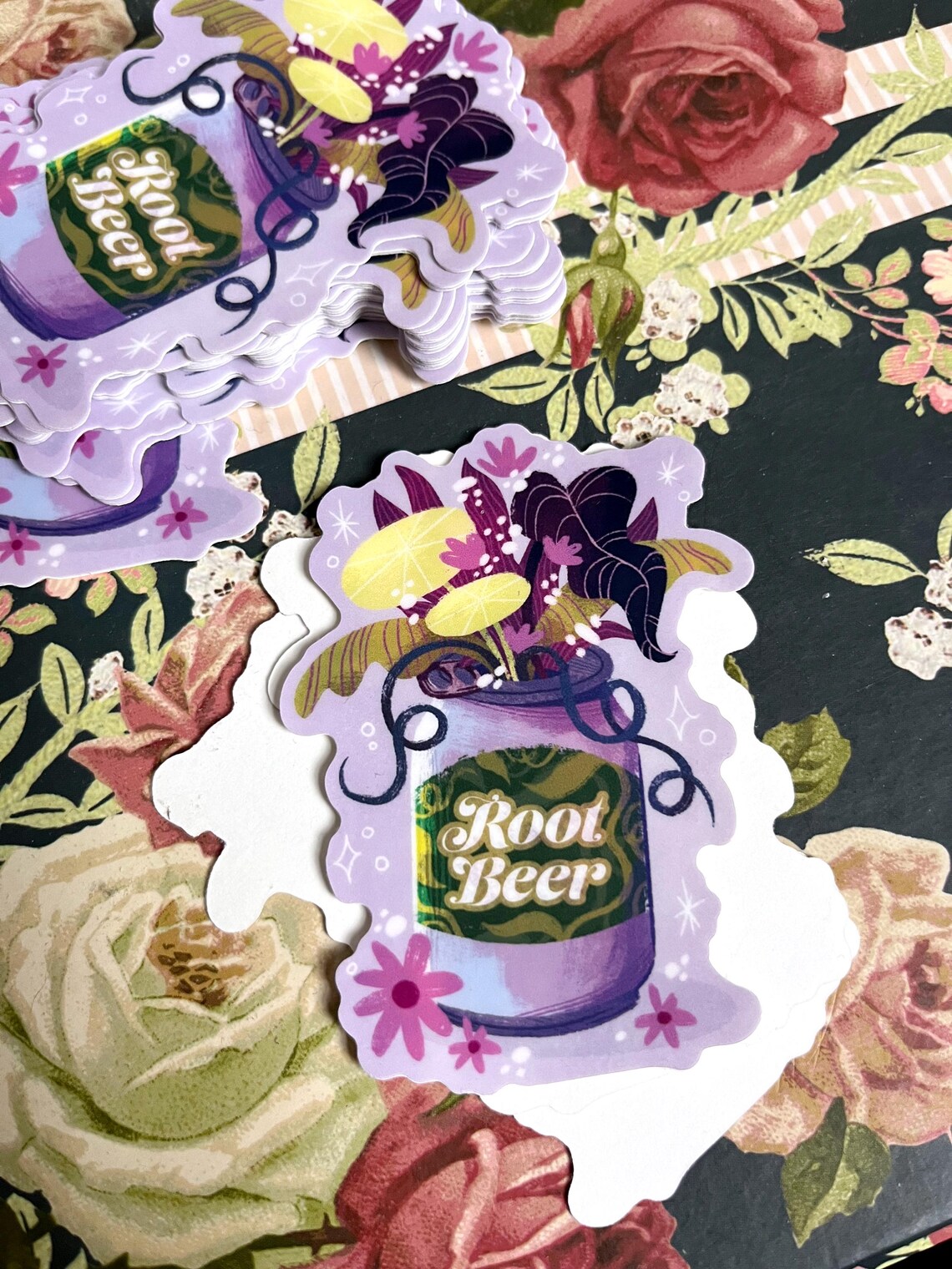 Root Beer Plant Lover Sticker | Cute Plant Flower Soda Can Sticker ...