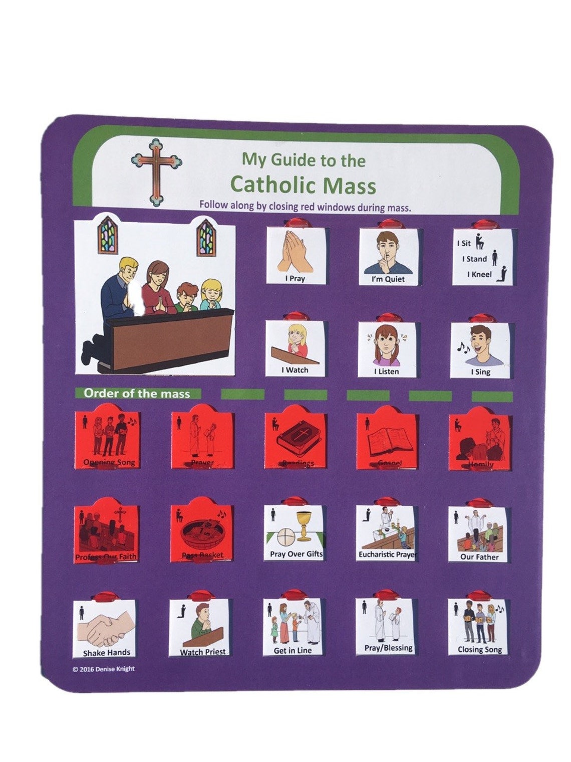 Kids Picture Guide to Catholic Mass, With Pull-down Red Window Sliders ...