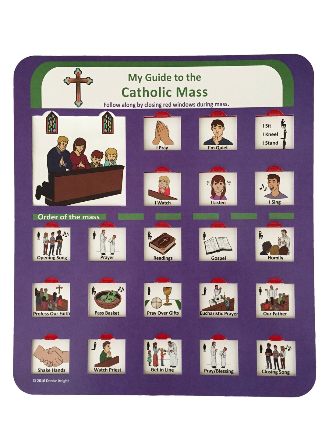 Kids Picture Guide to Catholic Mass, With Pull-down Red Window Sliders ...