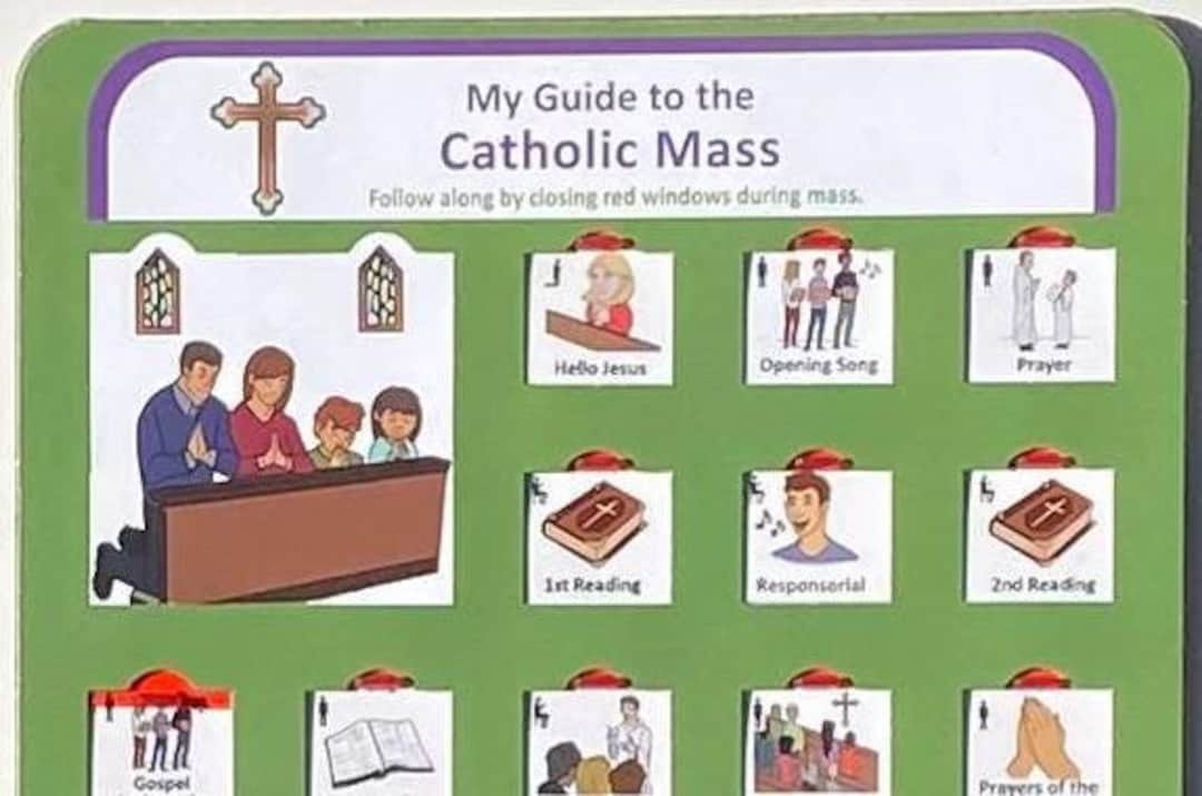 Hello Jesus Picture Guide to Catholic Mass, With Pull-down Red Window ...