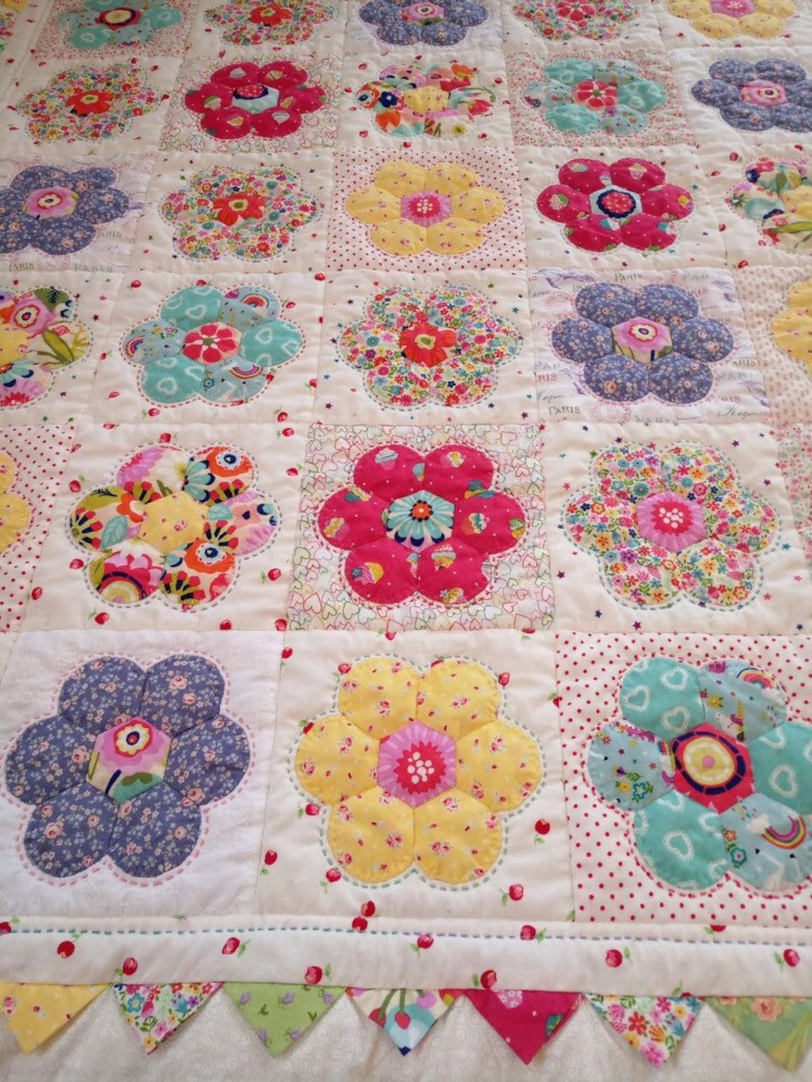 Flower Baby Quilt Baby Patchwork Quilt Modern Baby Quilt | Etsy