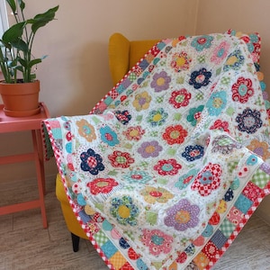 Flower Baby Quilt, Handmade Patchwork Quilt, Modern Colorful Quilt ...