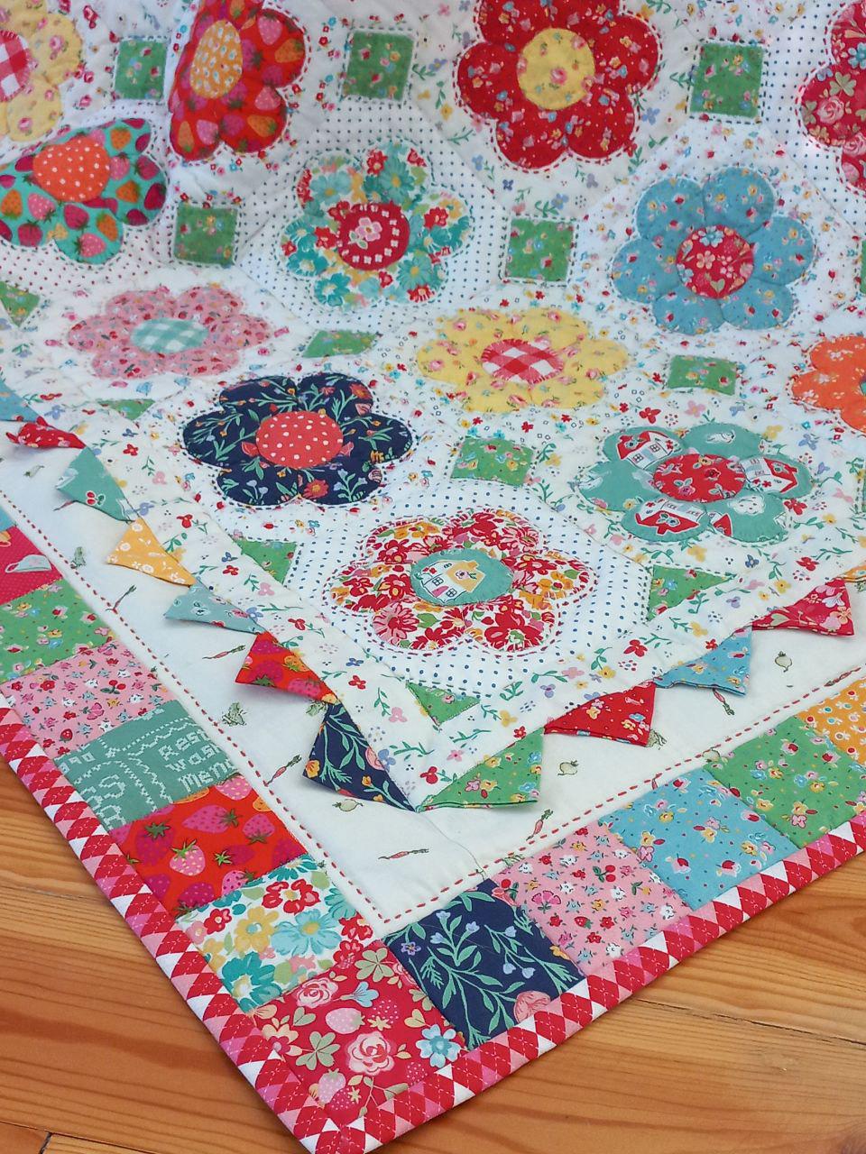 Handmade Flower Patchwork Quilt, Grandma's Garden Design, 49x55 - Etsy