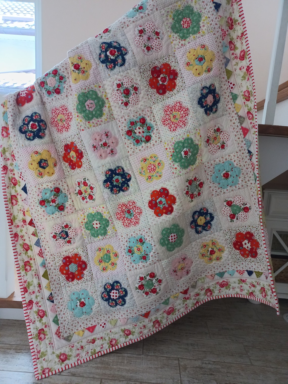 Flower Quilt Handmade Patchwork Quilt Modern Big Size Quilt - Etsy