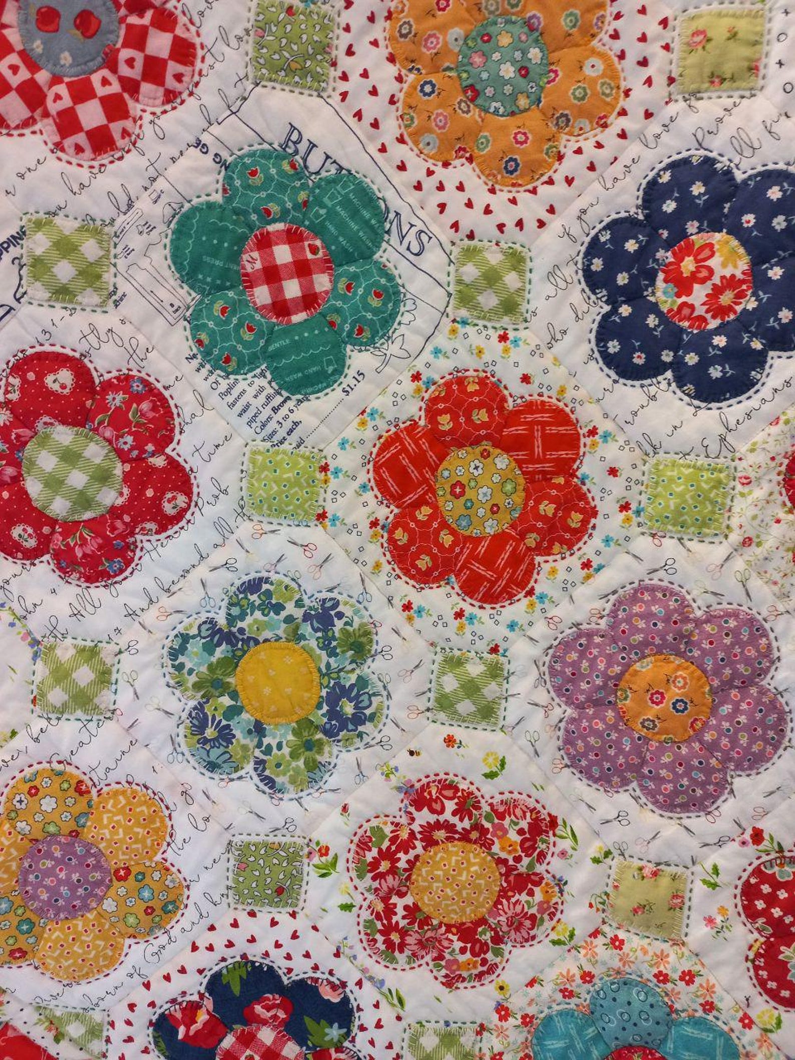 Flower Baby Quilt, Handmade Patchwork Quilt, Modern Colorful Quilt ...