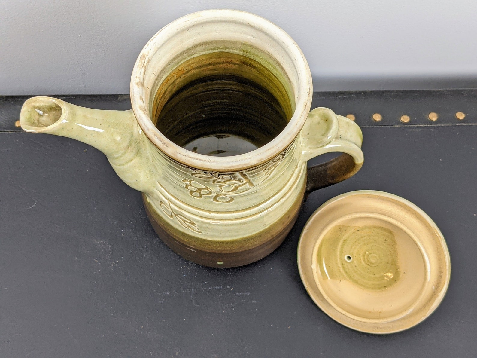 Beautiful Mid Century Modern Studio Pottery Teapot W/ Flower Design ...