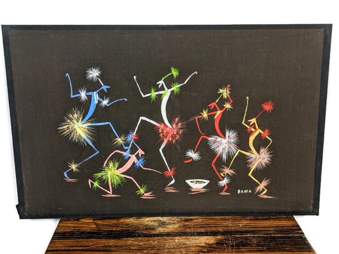 BAMA 1960's Mid Century African Tribal Folk Art Painting on Fabric - Etsy