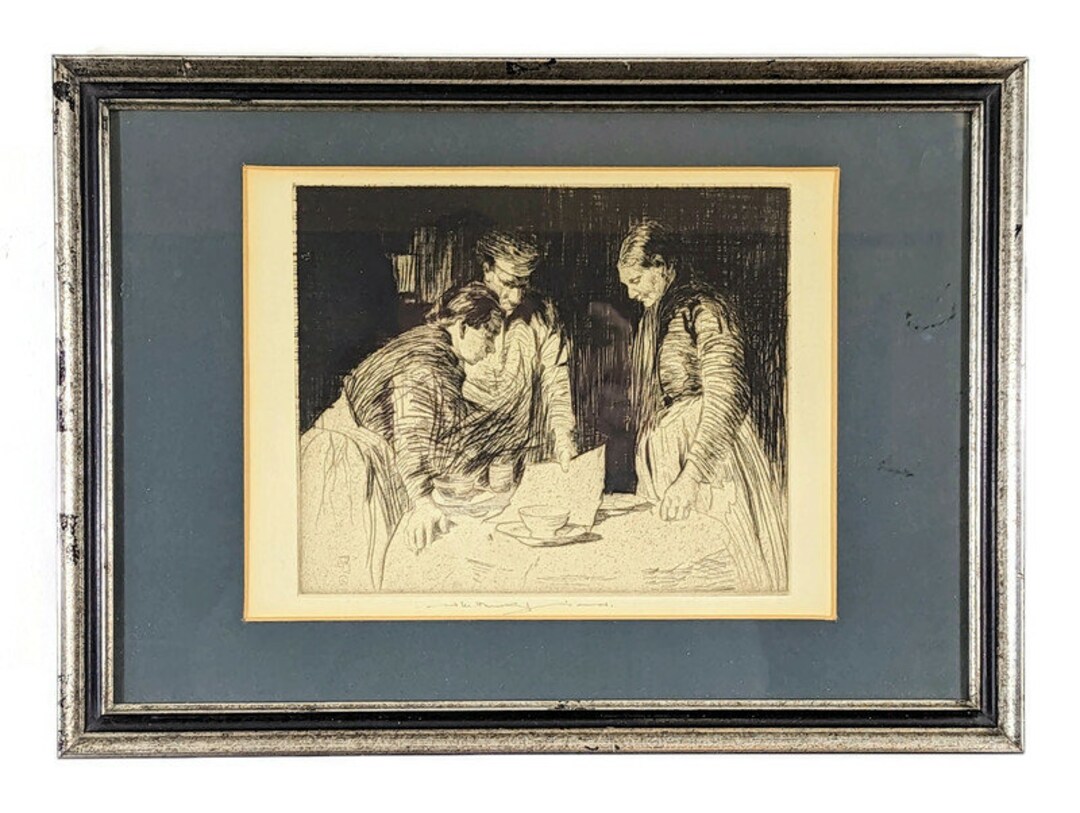 William Lee-hankey Antique Drypoint Etching "the Chart" - Etsy