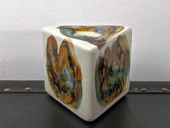 KS Triangular Studio Pottery Vase With Multicolor Glaze - Etsy