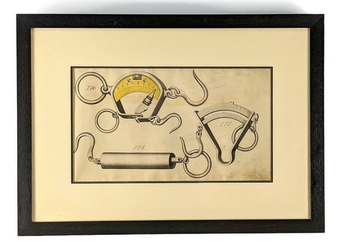 Antique Scientific Technical Drawing of Scales - 2 Sided Drawing - Etsy