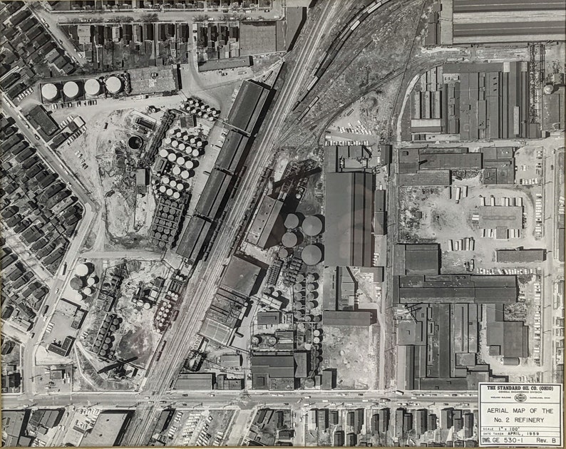 1959 Aerial Photograph of Standard Oil Refinery No. 2 Cleveland, Ohio ...
