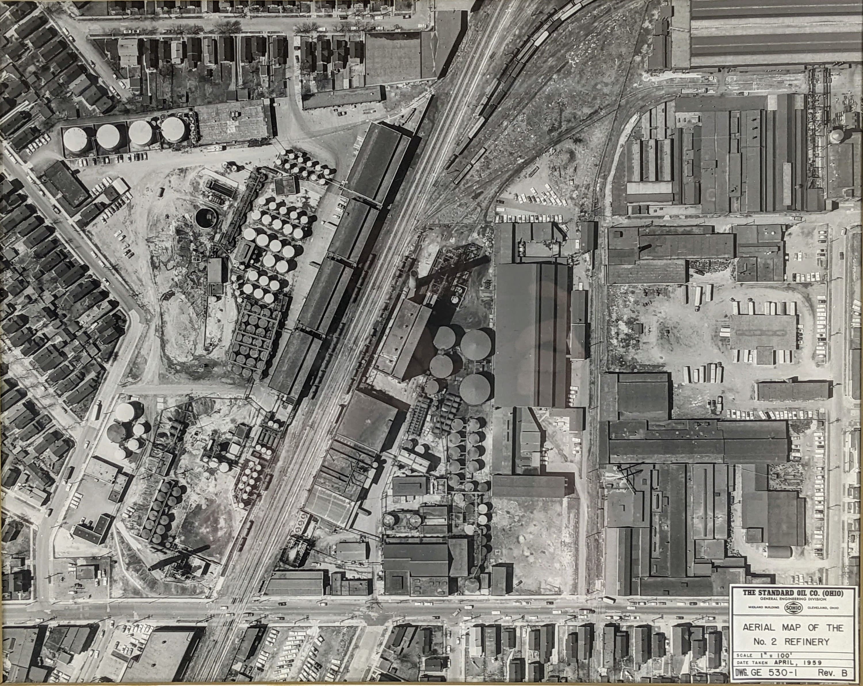 1959 Aerial Photograph of Standard Oil Refinery No. 2 Cleveland, Ohio ...