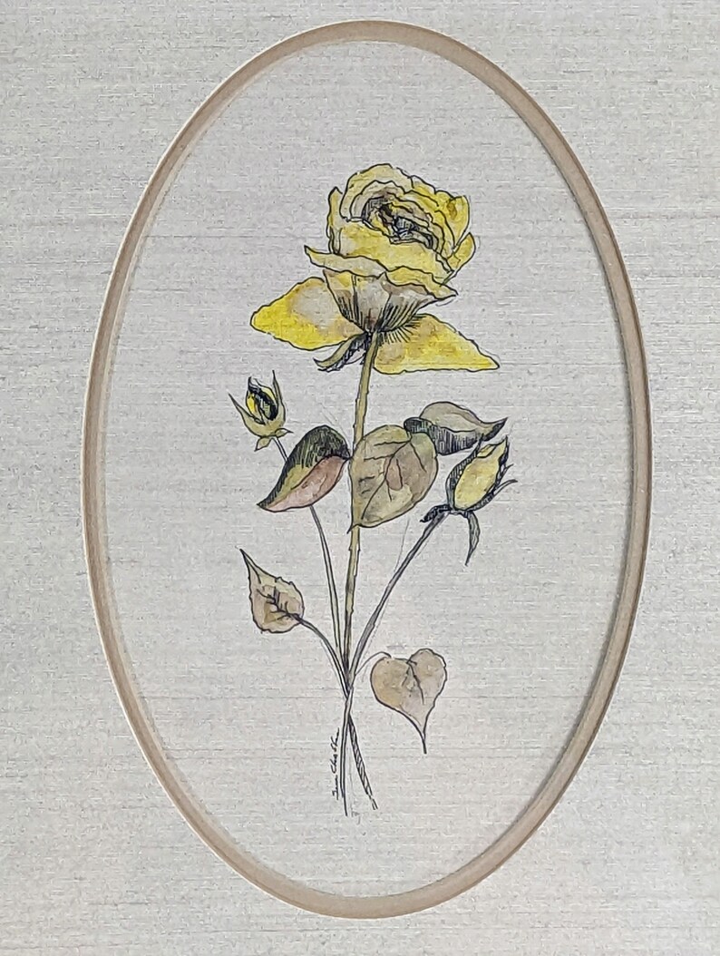 Sue Chaffee Pen & Watercolor Painting of a Yellow Rose - Etsy