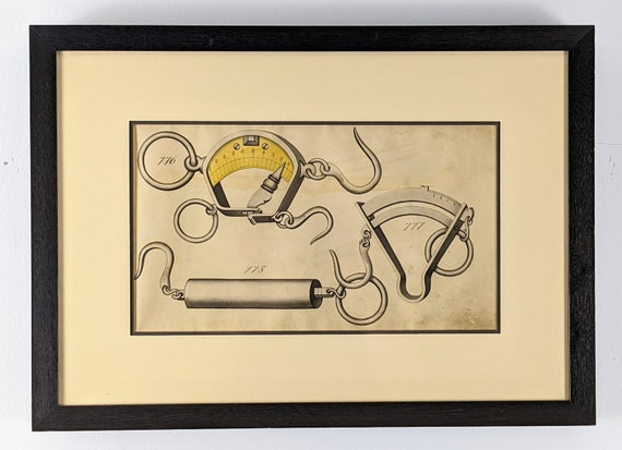 Antique Scientific Technical Drawing of Scales 2 Sided | Etsy