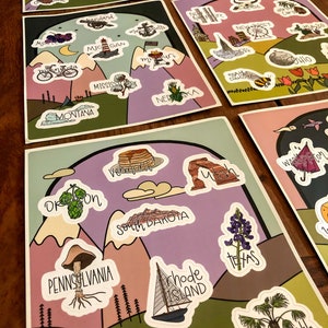 50 States Travel Poster / Document Your U.S. Travels With Stickers ...