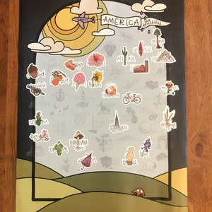 50 States Travel Poster / Document Your U.S. Travels With Stickers ...