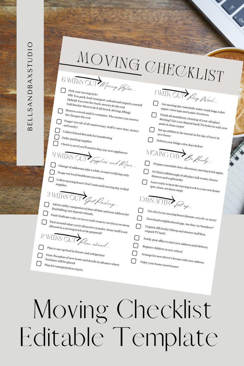 Moving Checklist Editable Canva Template for Real Estate - Etsy