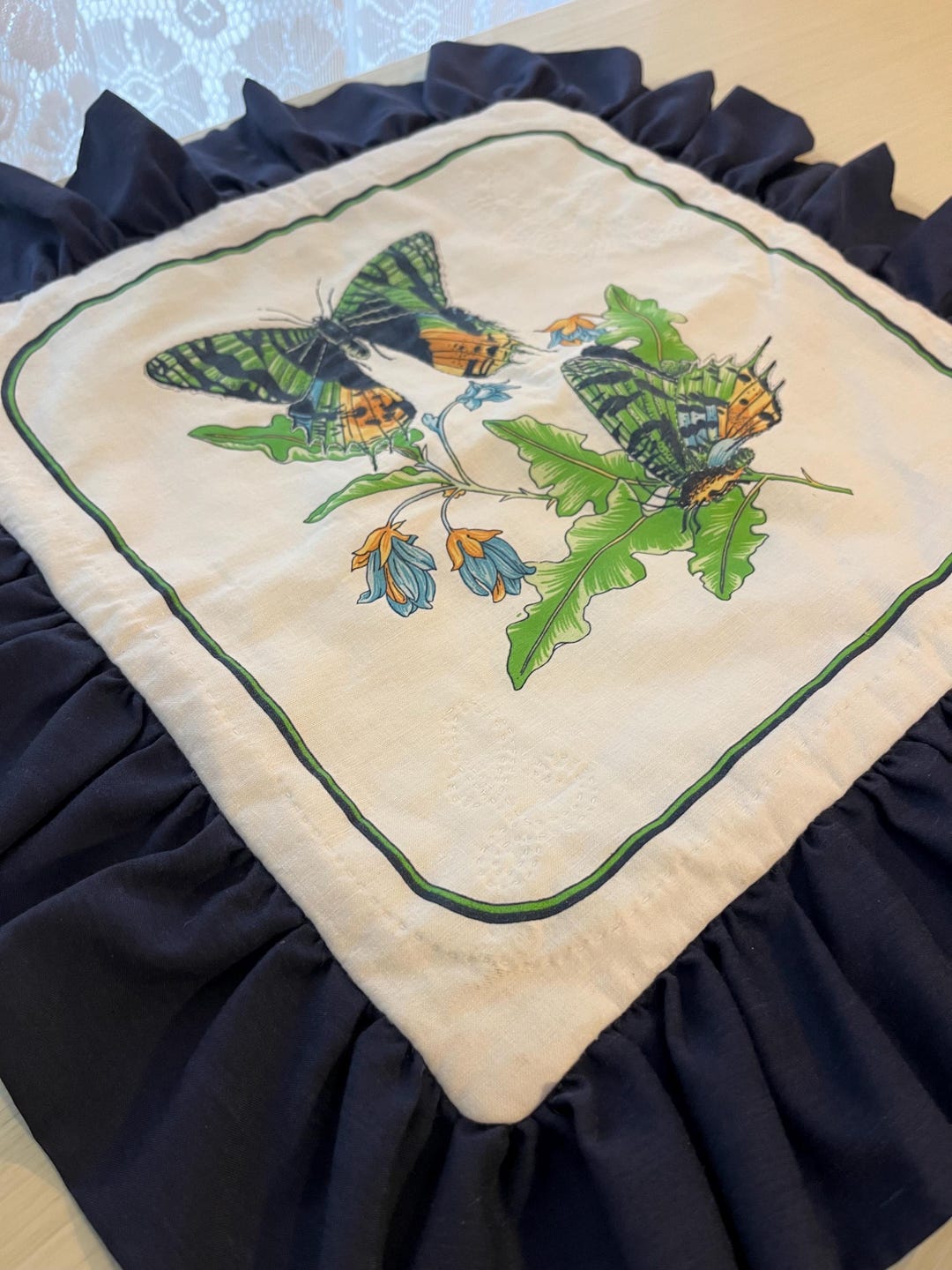 Vintage Handsewn Butterfly Pillowcase With Ruffles - Etsy
