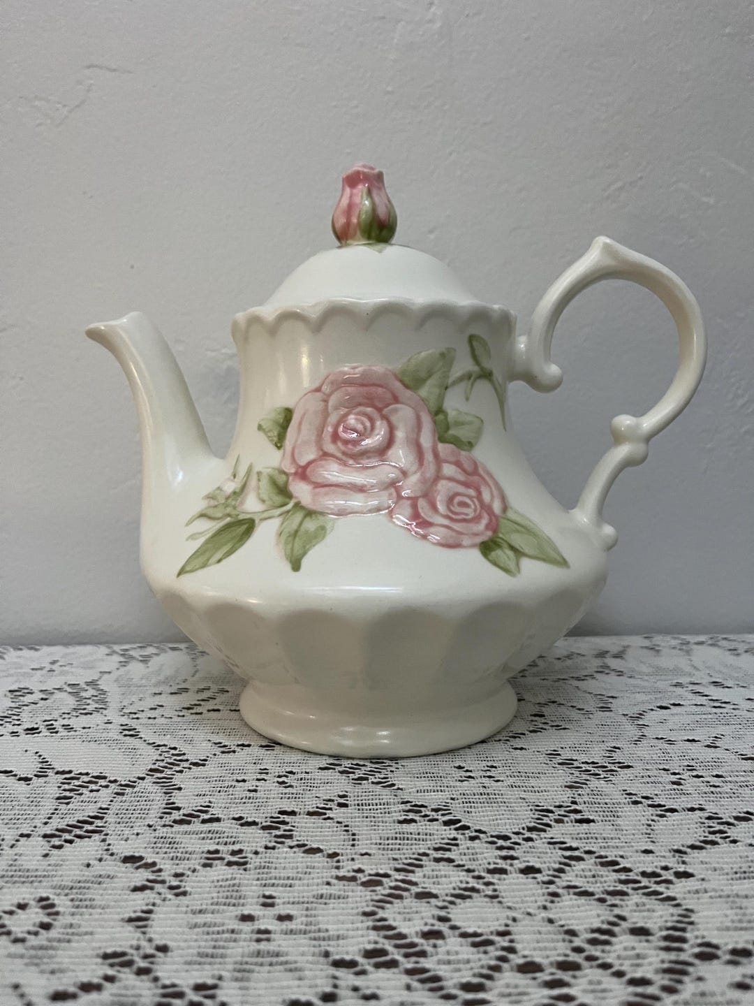 Metlox Vernon Ware Sculptured Vernon Rose Teapot - Etsy