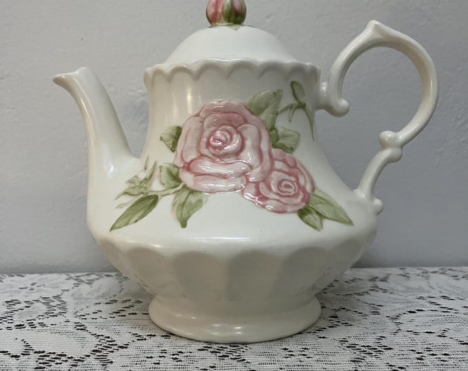 Metlox Vernon Ware Sculptured Vernon Rose Teapot - Etsy