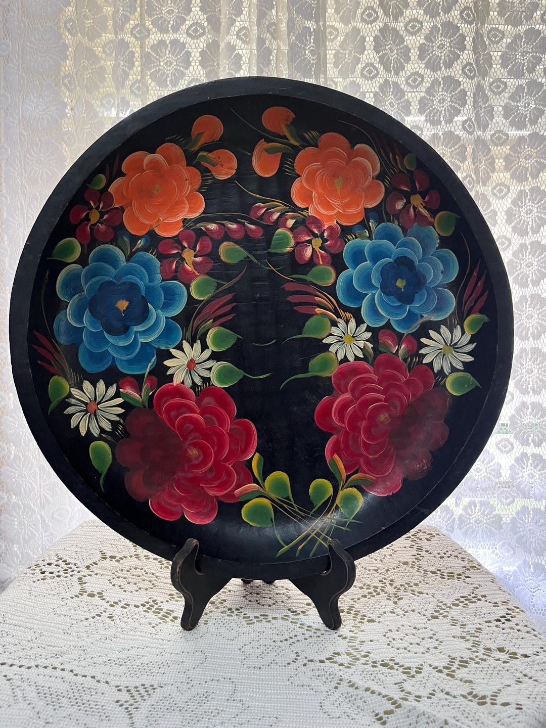 Vintage Batea Floral Tole Bowl - Etsy