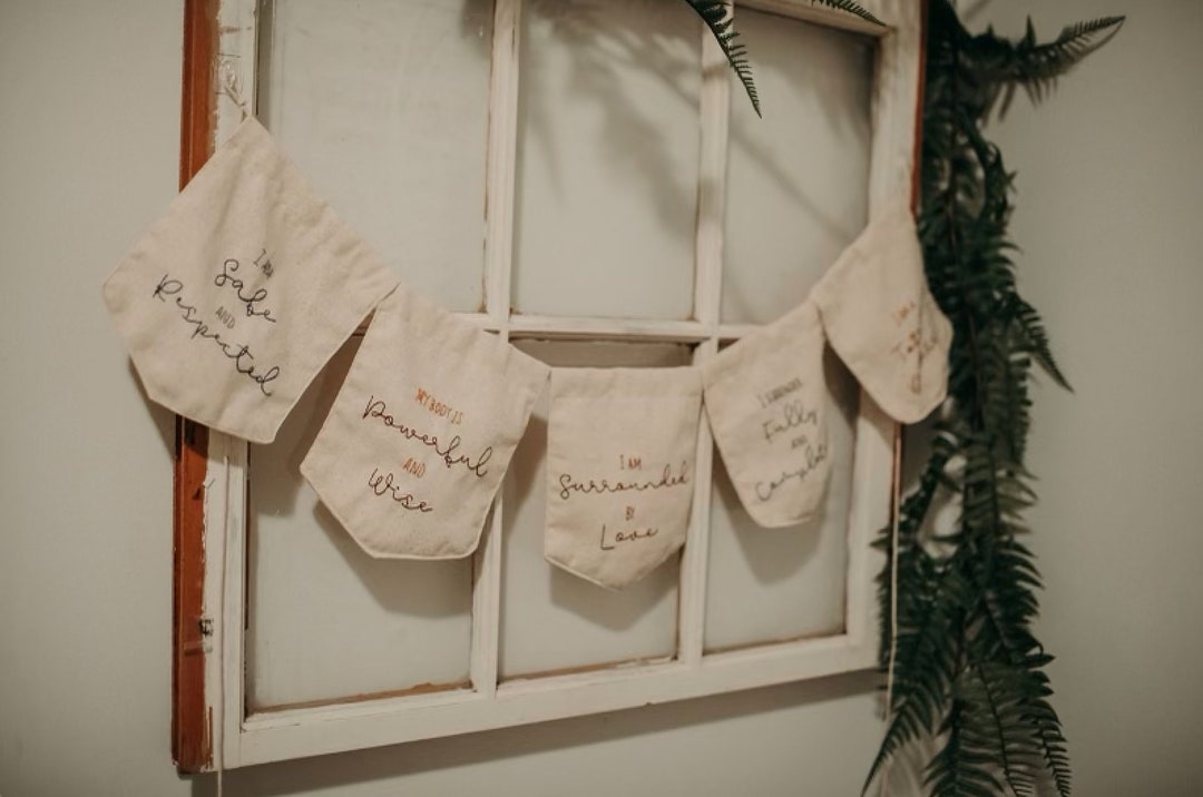 Custom Birth Affirmation Banner Flags - Hand Embroidered - Etsy