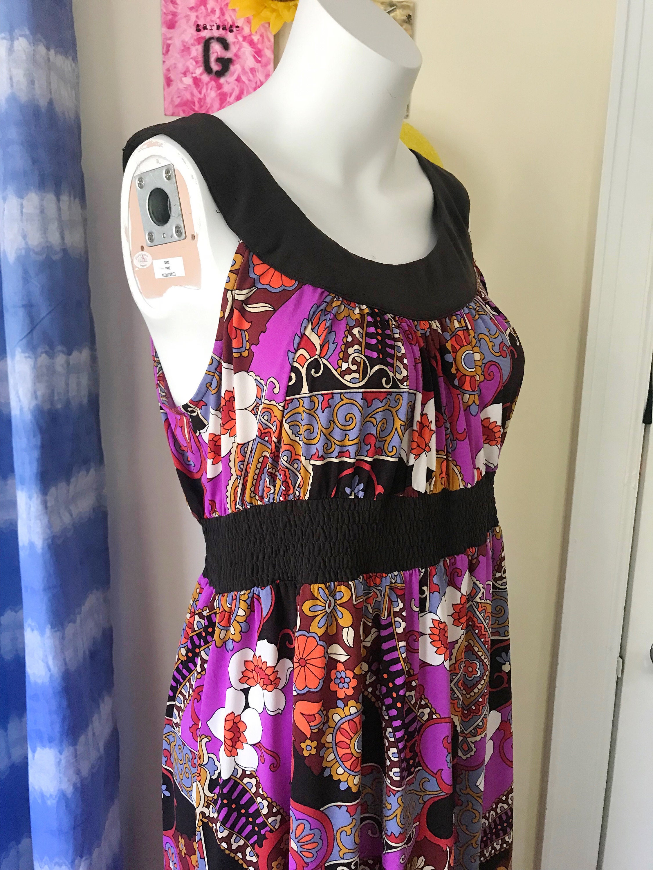 2000s Y2K Purple Paisley Maxi Dress Size XL - Vintage Purple Paisley ...