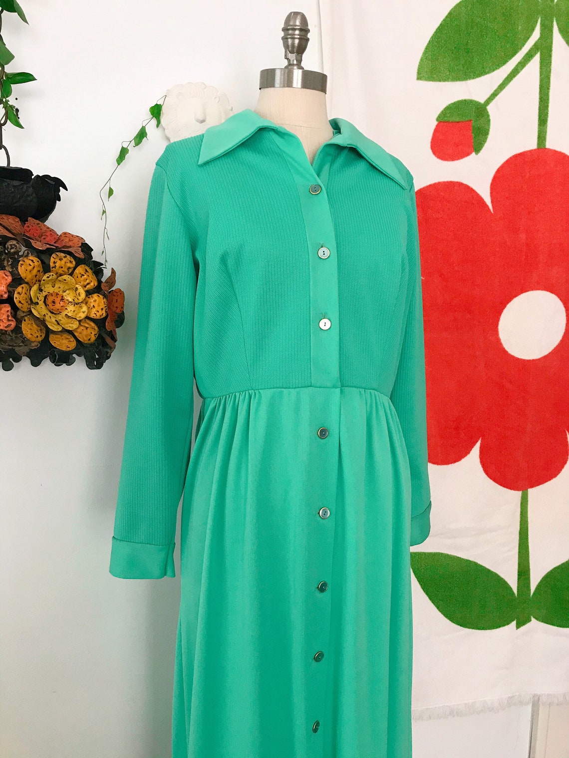 70s Vintage Green Maxi Disco Dress - Vintage Green Maxi Gown - 70s ...