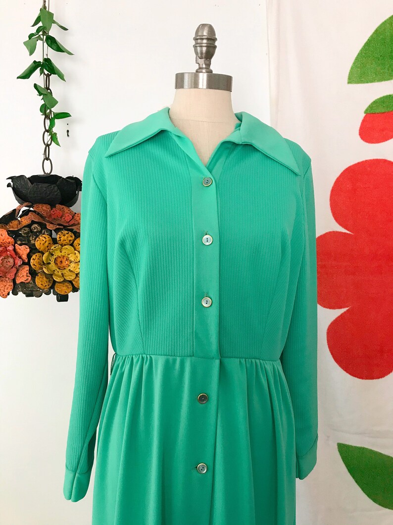 70s Vintage Green Maxi Disco Dress - Vintage Green Maxi Gown - 70s ...
