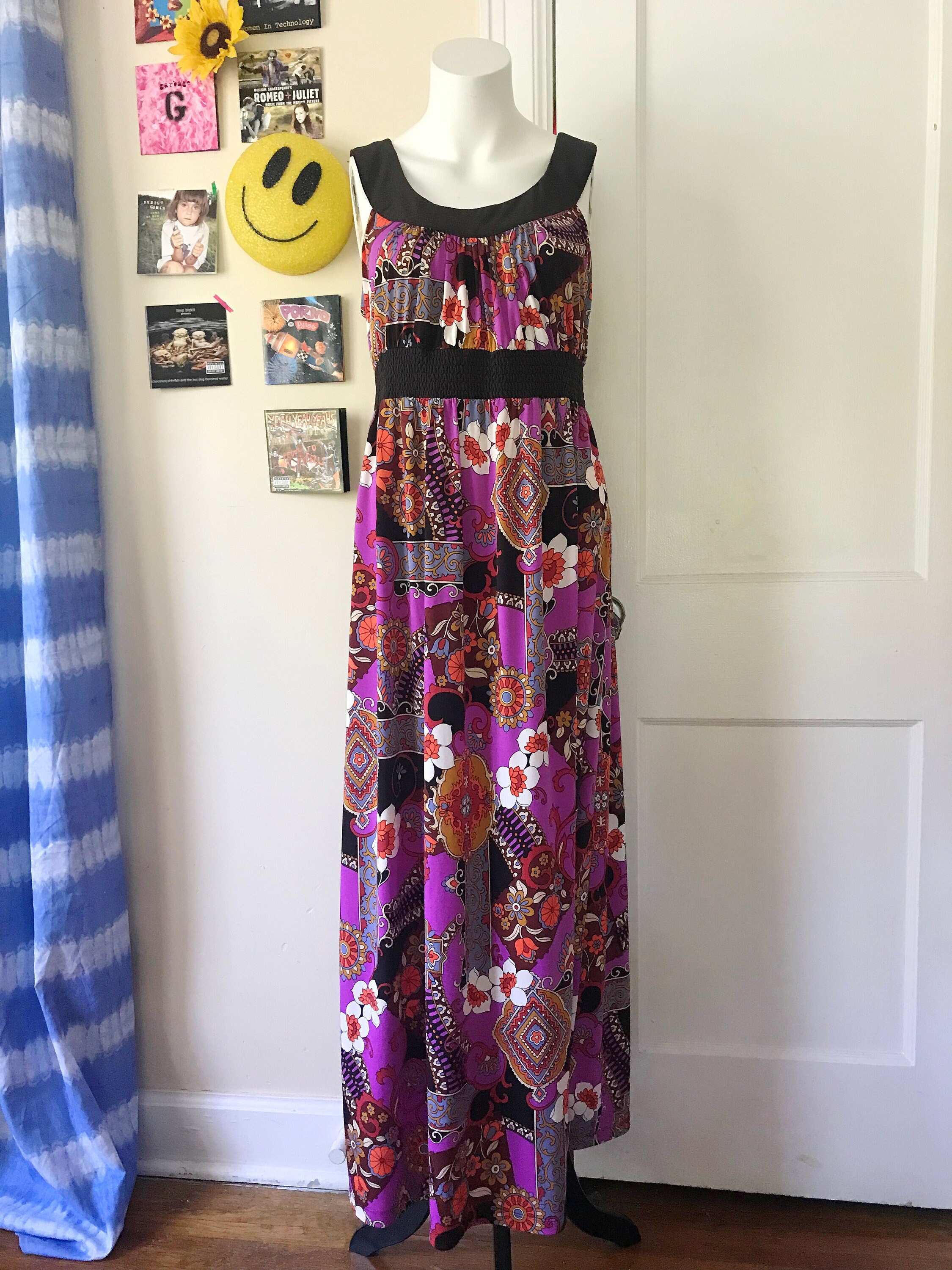 2000s Y2K Purple Paisley Maxi Dress Size XL - Vintage Purple Paisley ...