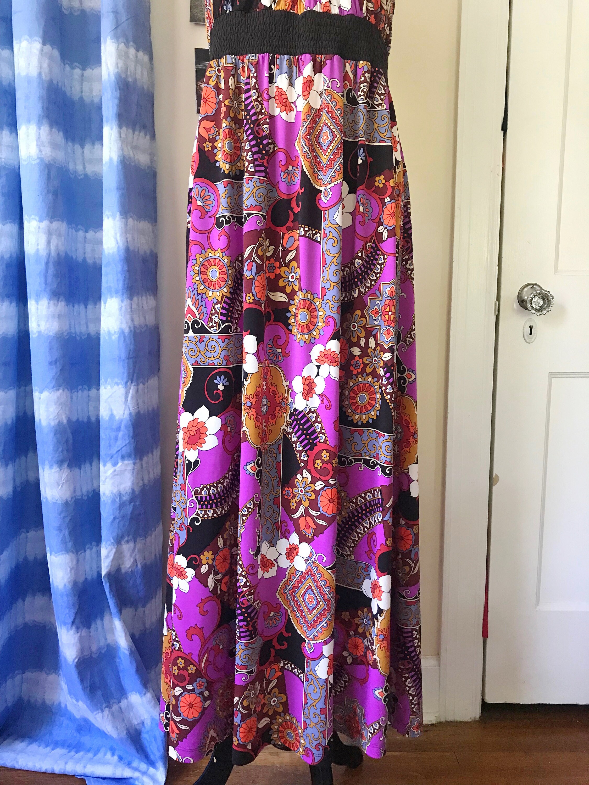 2000s Y2K Purple Paisley Maxi Dress Size XL - Vintage Purple Paisley ...