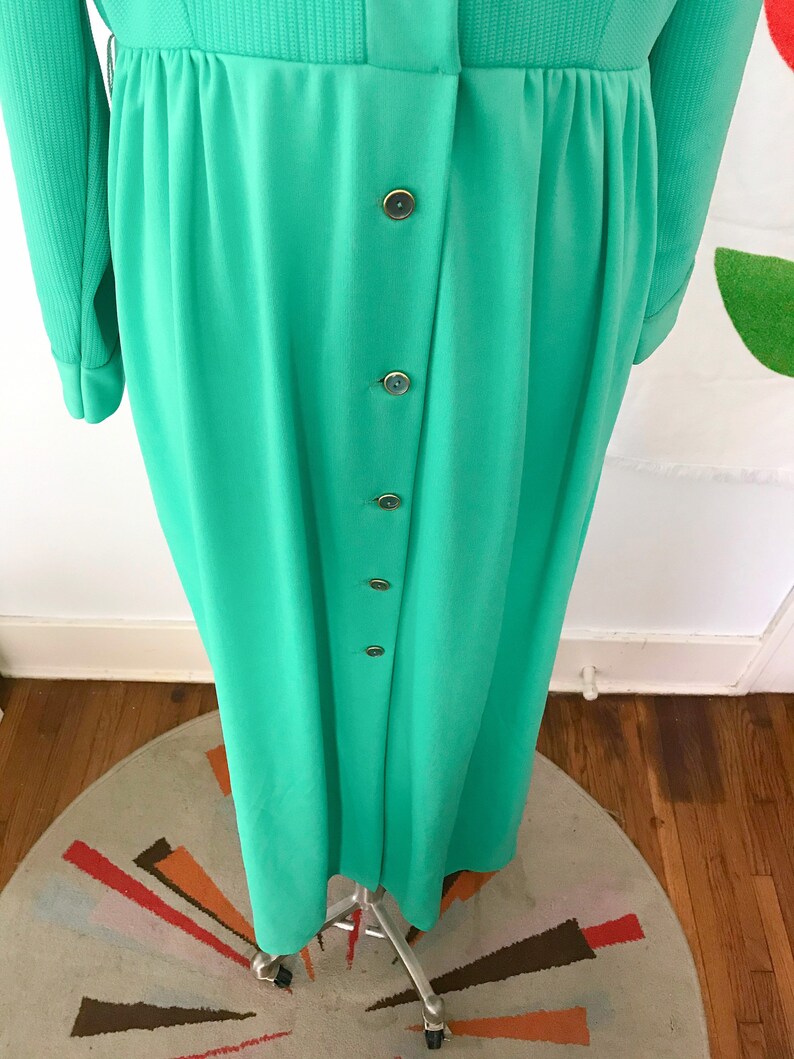 70s Vintage Green Maxi Disco Dress - Vintage Green Maxi Gown - 70s ...