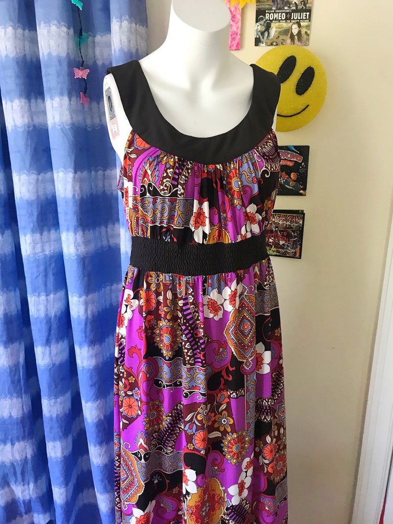 2000s Y2K Purple Paisley Maxi Dress Size XL - Vintage Purple Paisley ...