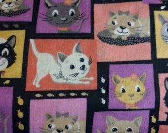 Black Cat Flannel Fabric - Etsy