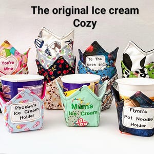 ICE CREAM COZY, Ice Cream Tub Holder, Personalised Ice Cream Cover, Ice ...