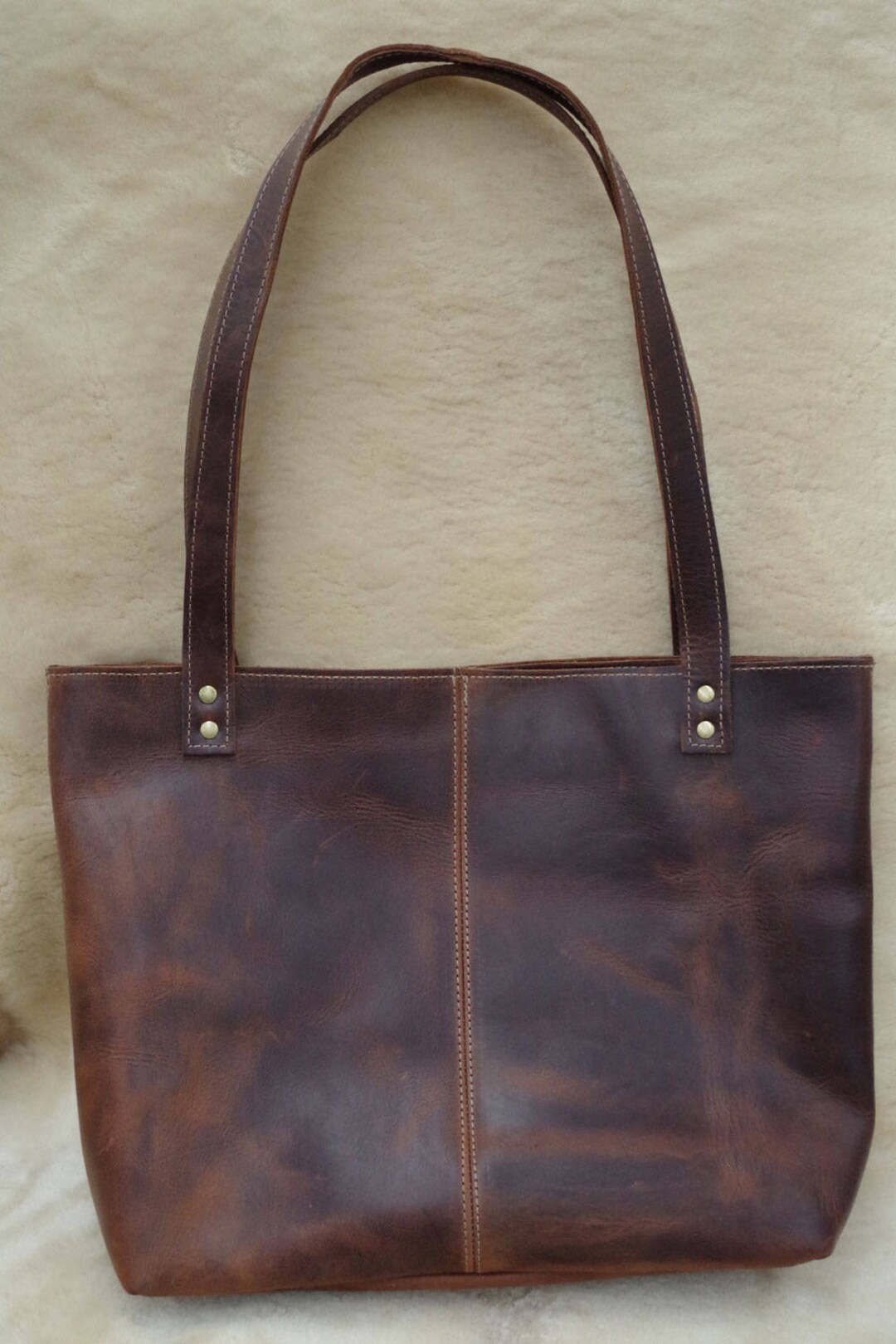 Front Seam Leather Purse Sturdy 5 Oz. Leather Annie Oakleaf - Etsy