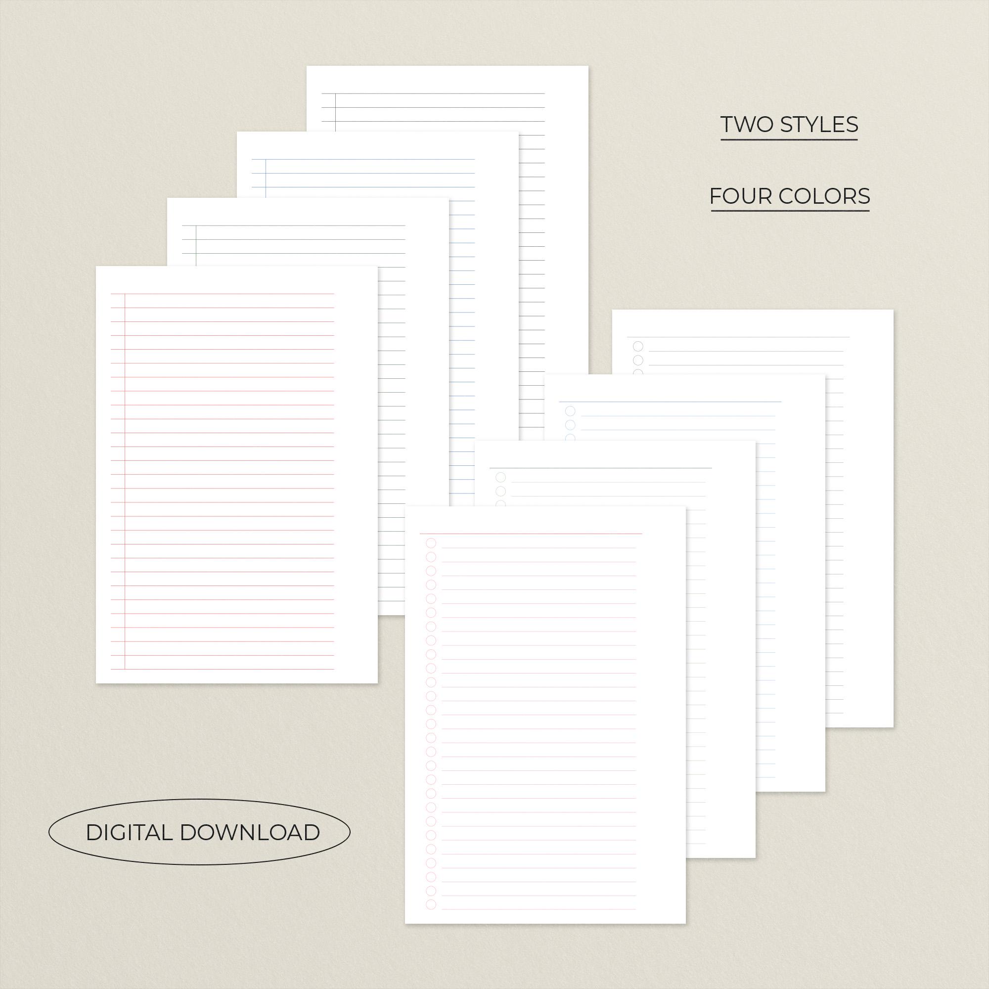To Do Pocket Rings Printable Planner Inserts | Four Colors | Task List ...