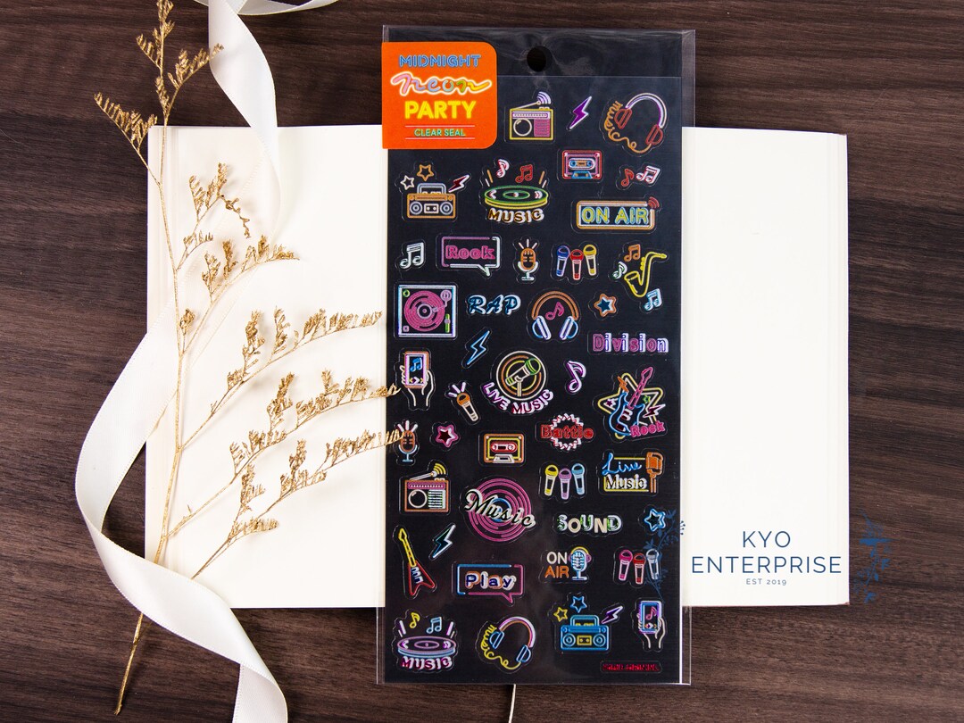 Kamio Japan Midnight Neon Party Rainbow Foil Sticker Series Music - Etsy