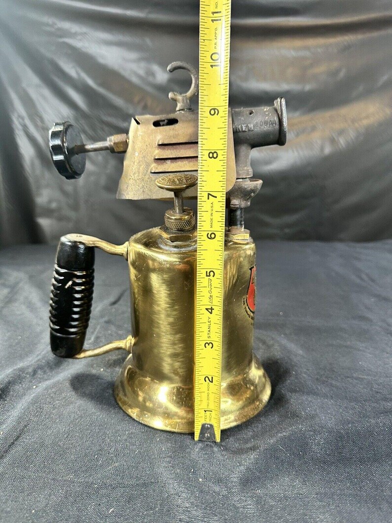 Vintage Turner Brass Works Blow Torch With Wood Wooden Handle Sycamore ...