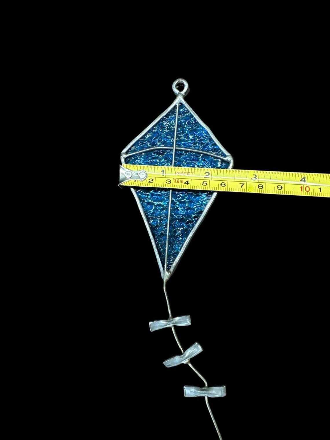 Vintage Kite Stained Glass Sun Catcher 8 X 2.5 Ornament Blue Metal ...