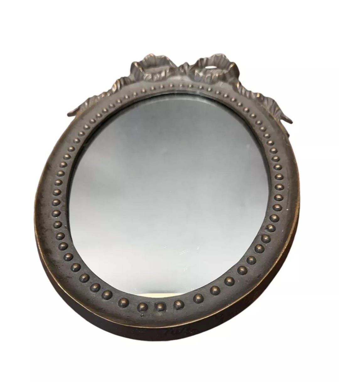Vintage Andrea by Sadek Oval Wall Mirror Metal Frame With Bow at Top 13 ...