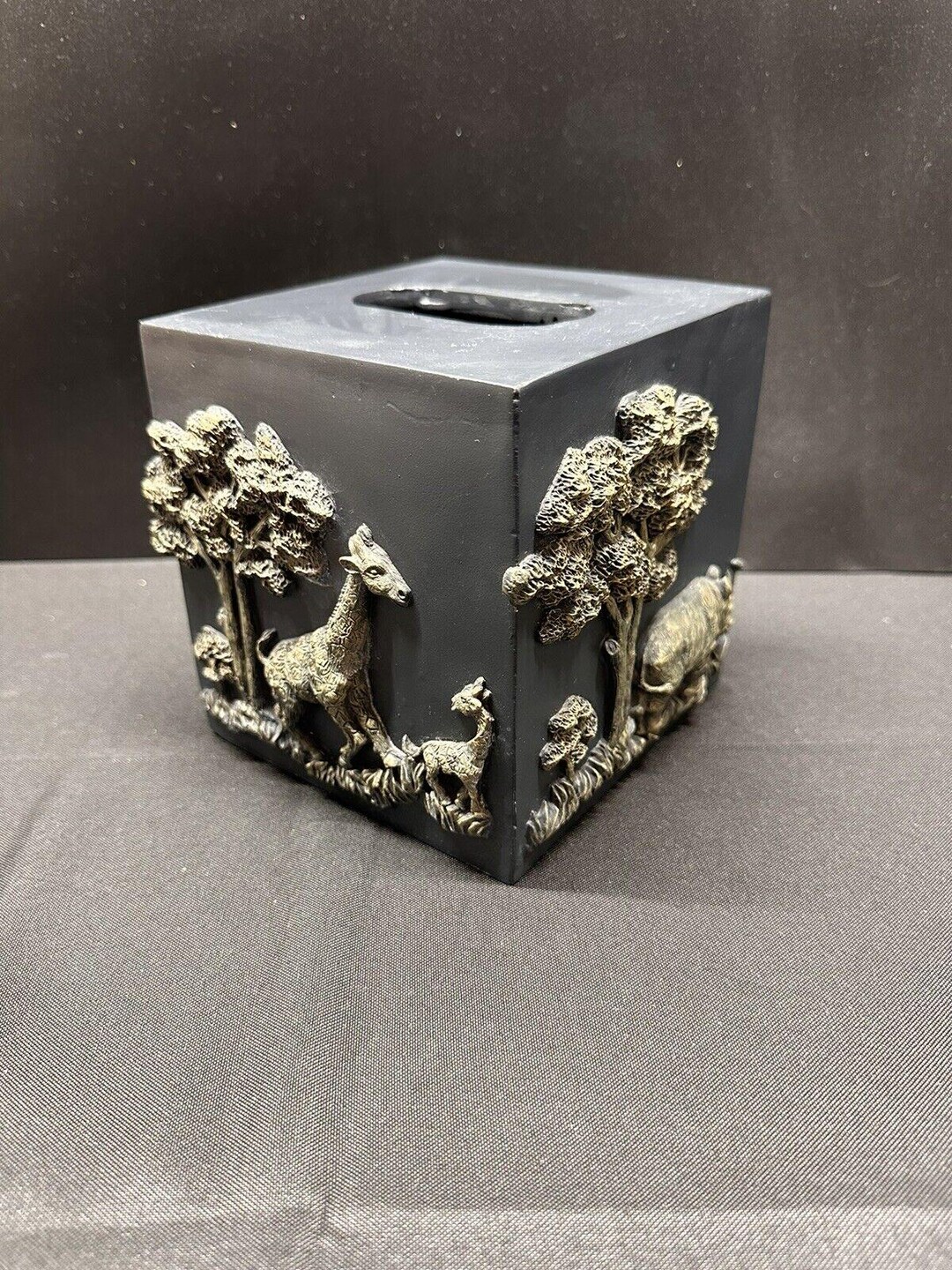 Square Slate Stone 3D Jungle Animals Giraffe Tiger Elephant Tissue Box ...