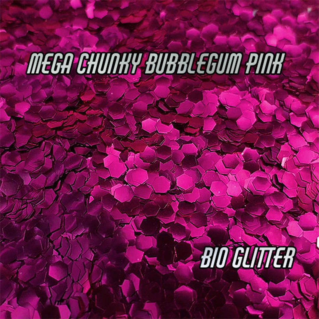 BUBBLEGUM PINK Bio Glitter - Mega Chunky 2.4mm- Biodegradable Glitter ...