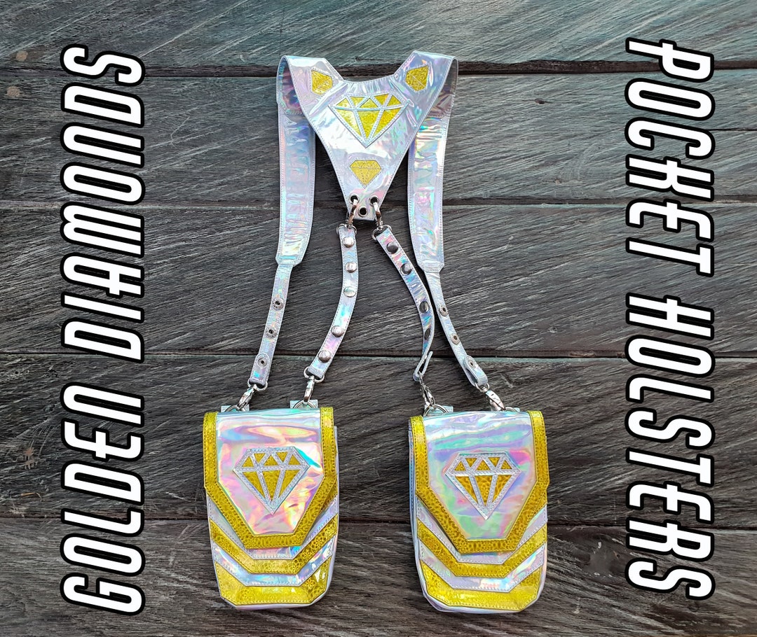 Pocket Holsters -silver and Gold Holographic Vegan Leather -rave Wear ...