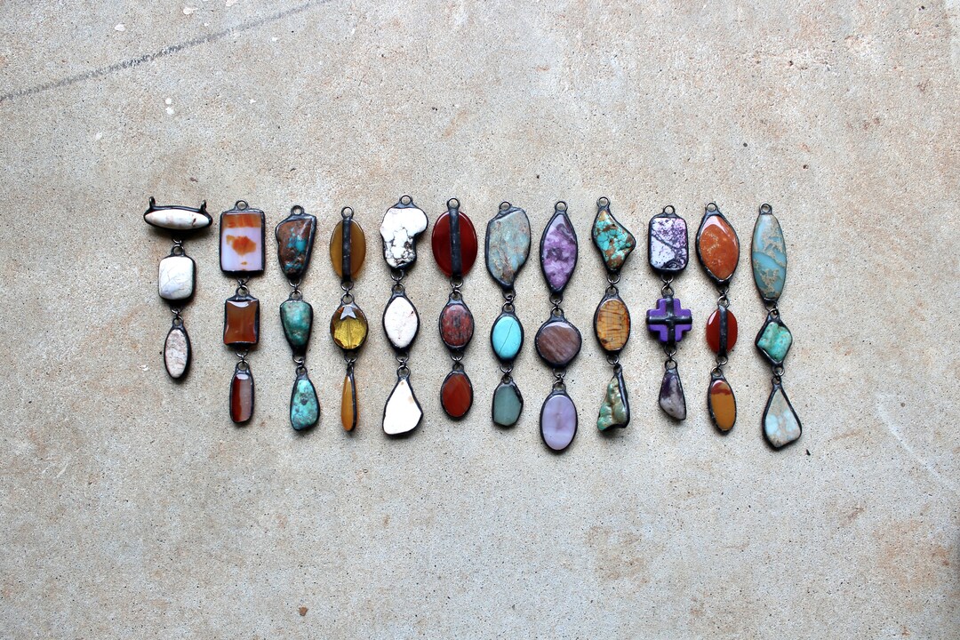 Large Stone Trio Pendants - Etsy